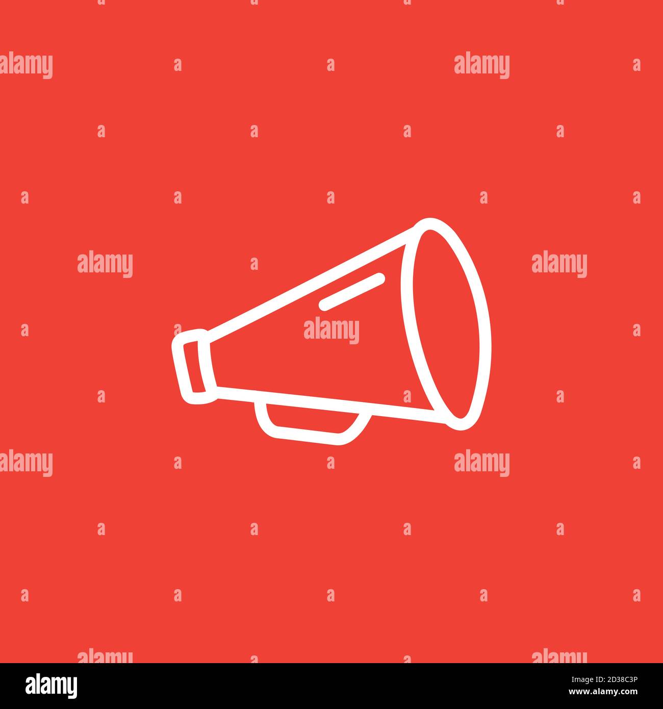 Megaphone Line Icon On Red Background. Red Flat Style Vector ...