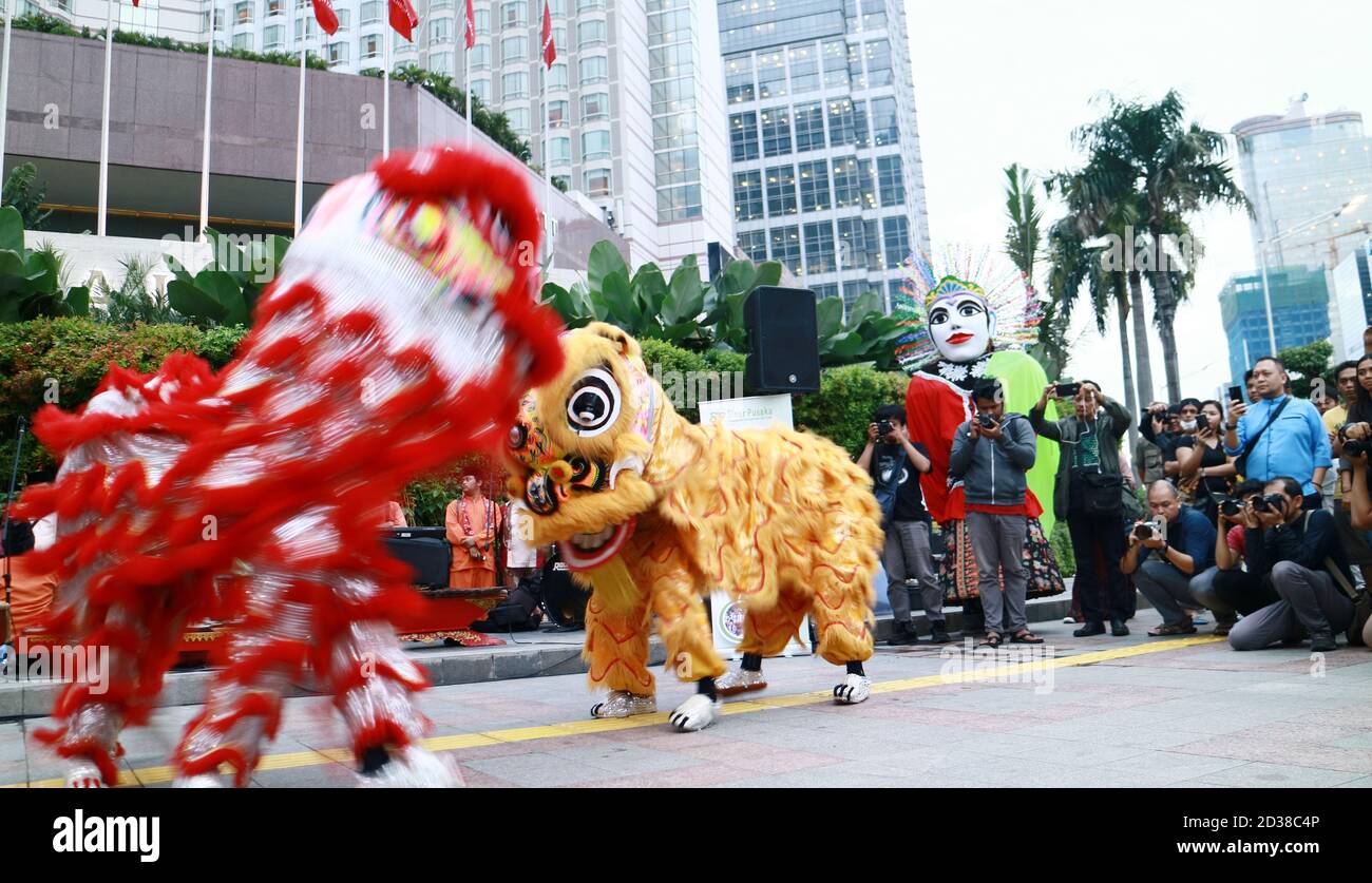 Jakarta, Indonesia - January 24, 2020:: Perform of the fast moving Lion ...