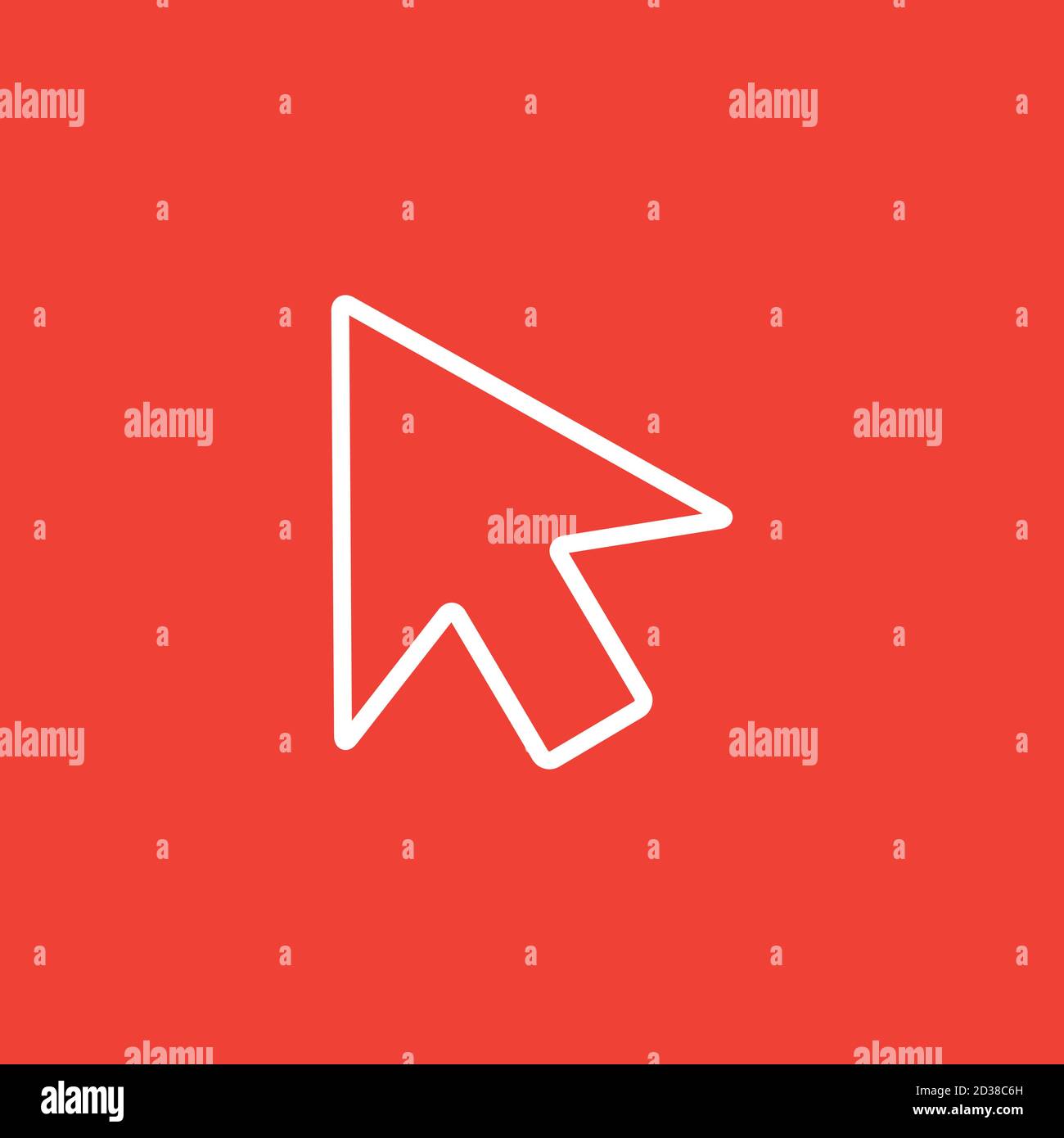Mouse Cursor Line Icon On Red Background. Red Flat Style Vector ...