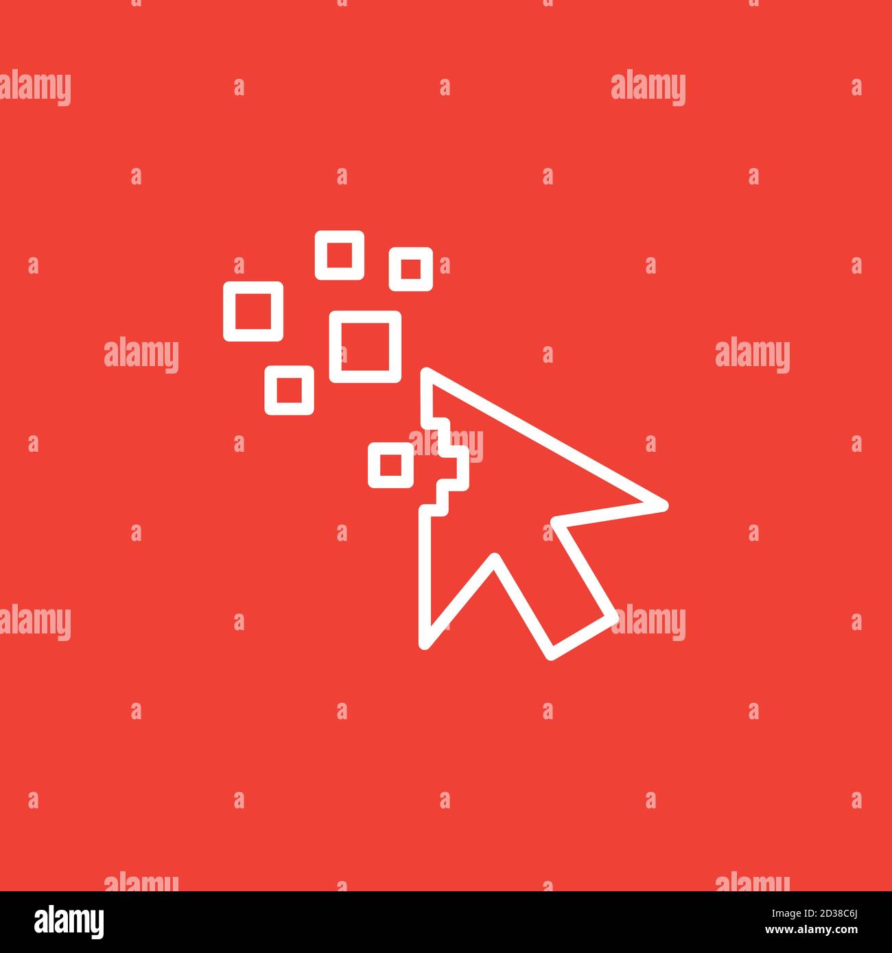 Mouse Cursor Line Icon On Red Background. Red Flat Style Vector ...