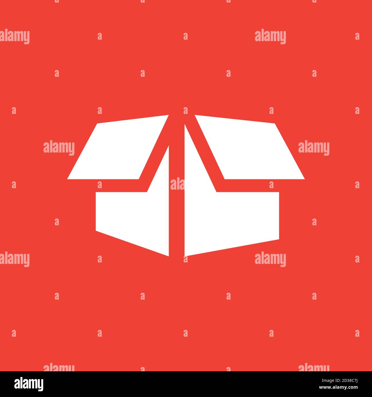 Open Box Icon On Red Background. Red Flat Style Vector Illustration ...