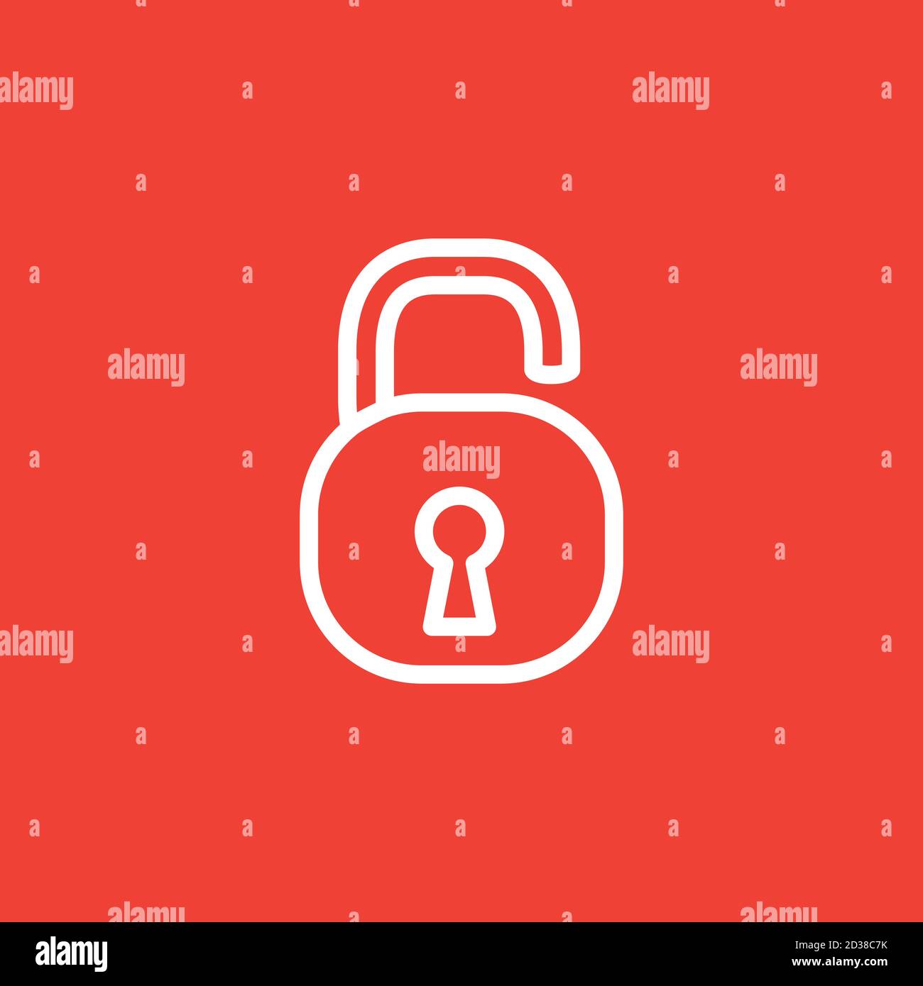 Open Lock Line Icon On Red Background. Red Flat Style Vector ...