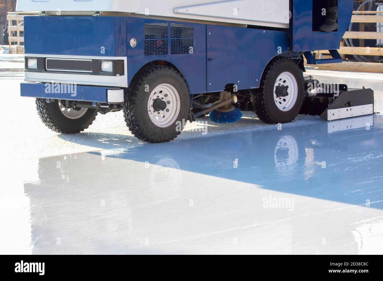 special machine ice harvester cleans the ice rink. transport industry ...
