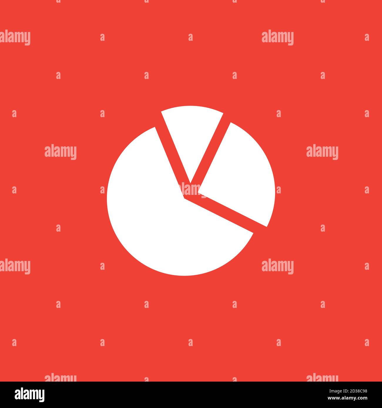 Pie Chart Icon On Red Background. Red Flat Style Vector Illustration ...
