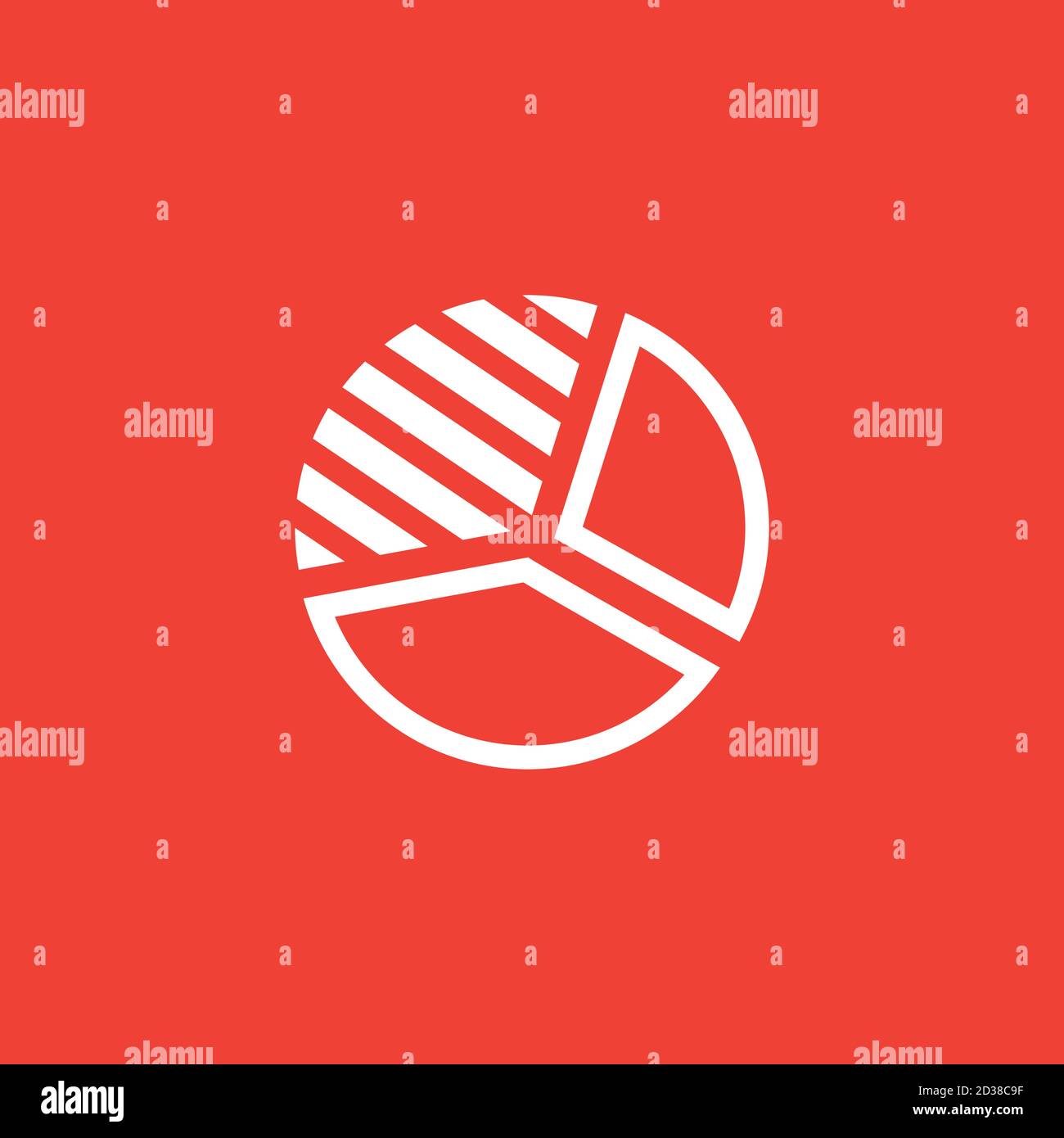 Pie Chart Line Icon On Red Background. Red Flat Style Vector ...