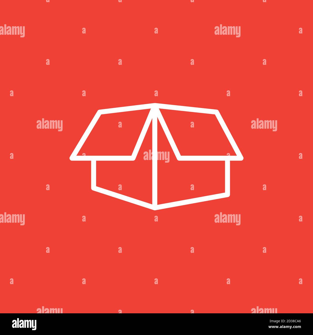 Open Box Line Icon On Red Background. Red Flat Style Vector ...