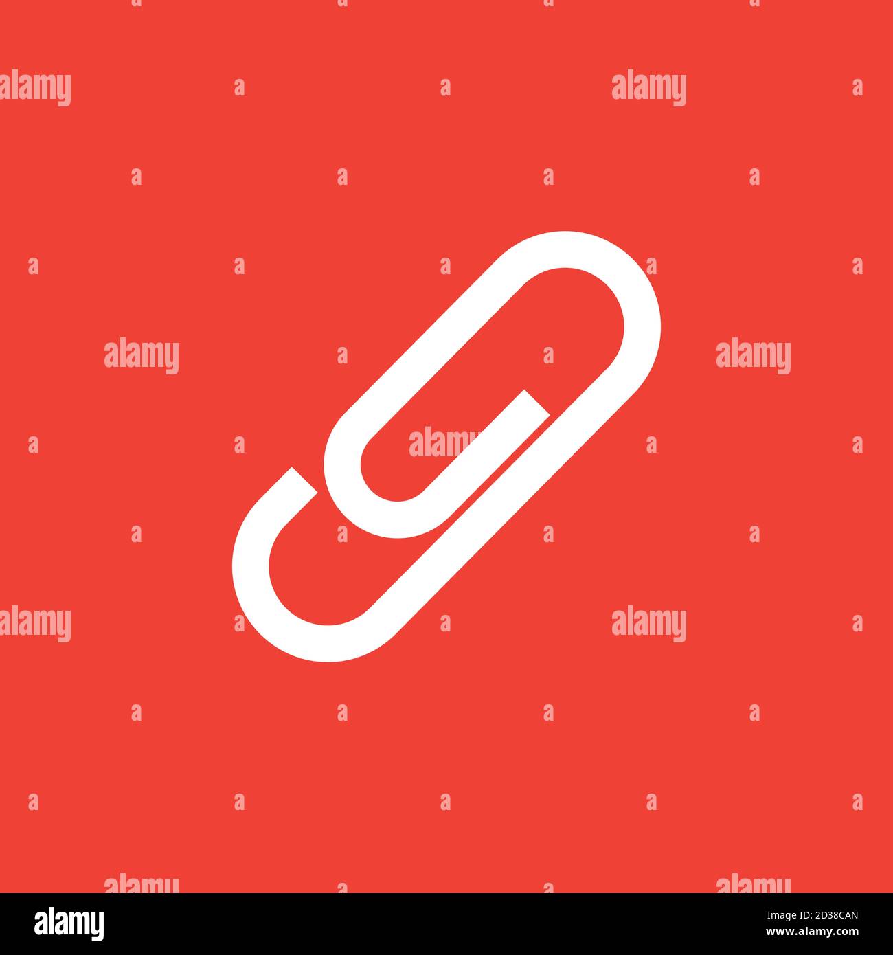 Paper Clip Icon On Red Background. Red Flat Style Vector Illustration ...
