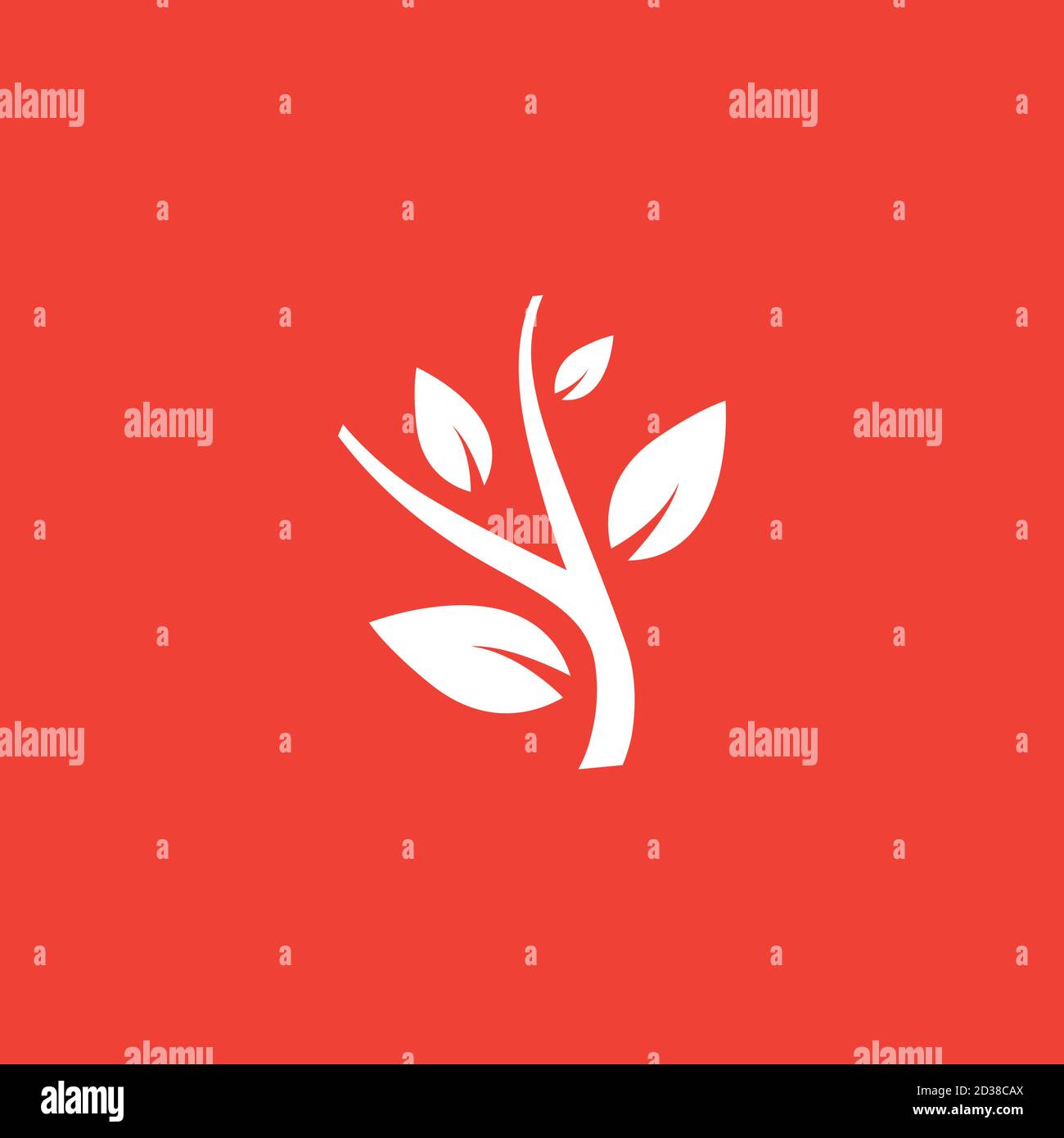 Plant Icon On Red Background. Red Flat Style Vector Illustration Stock ...