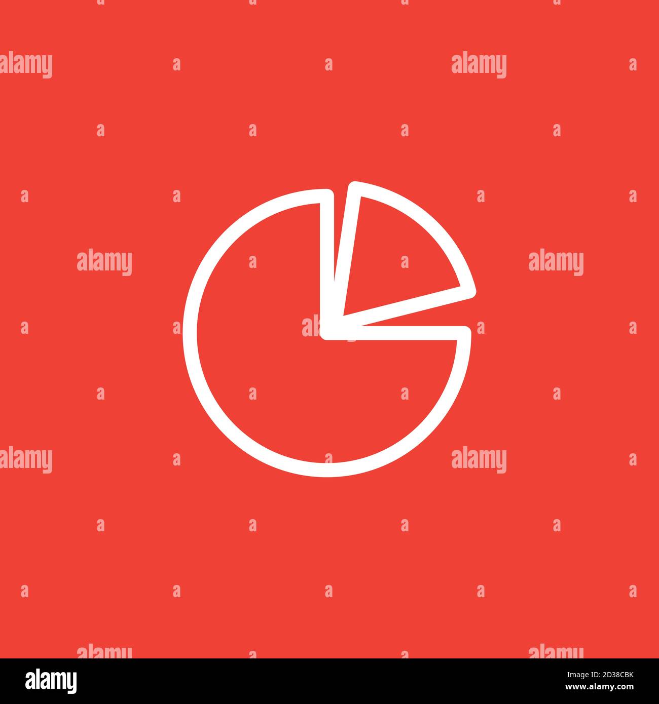 Pie Chart Line Icon On Red Background. Red Flat Style Vector ...