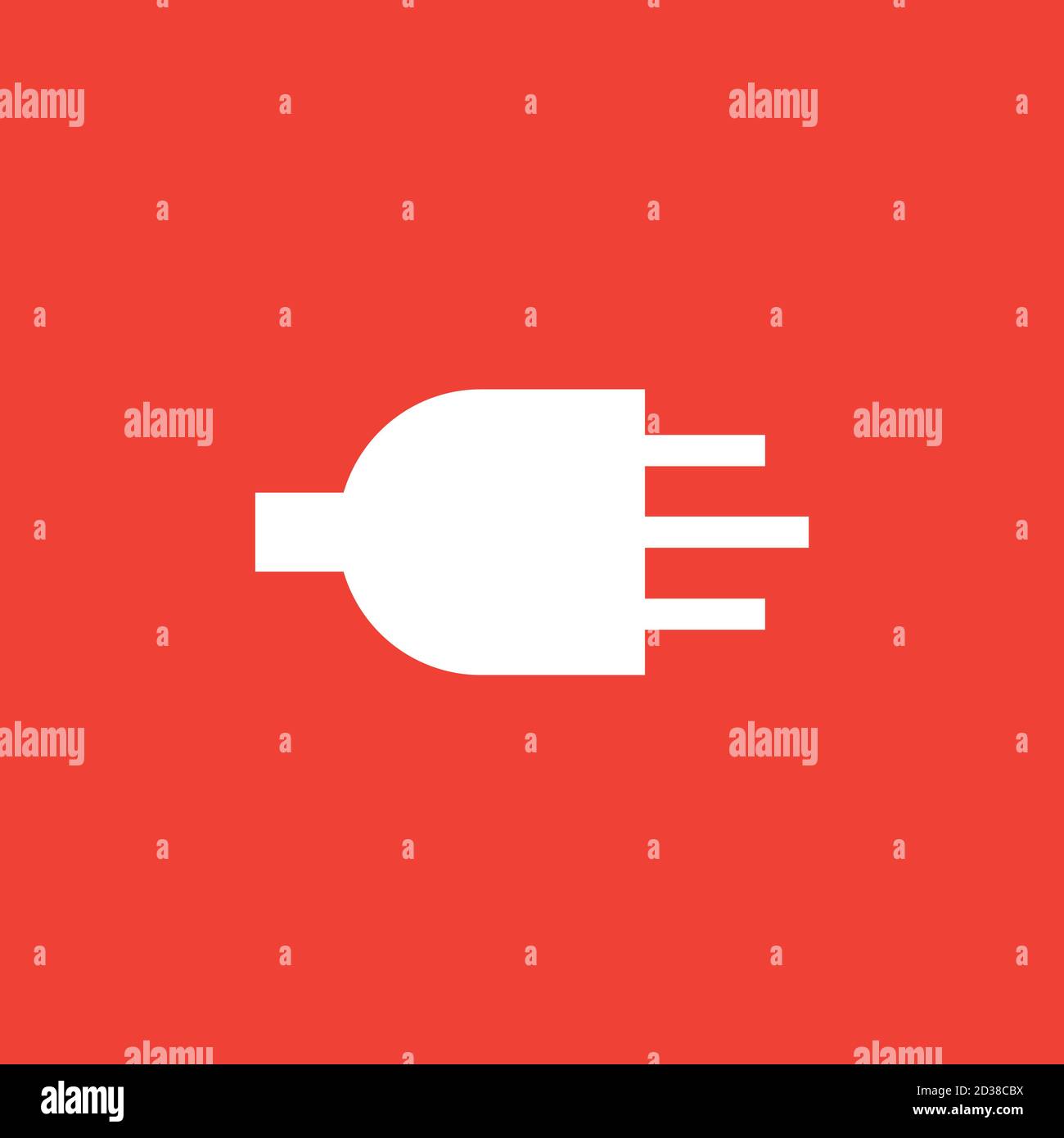 Plug Icon On Red Background. Red Flat Style Vector Illustration Stock ...