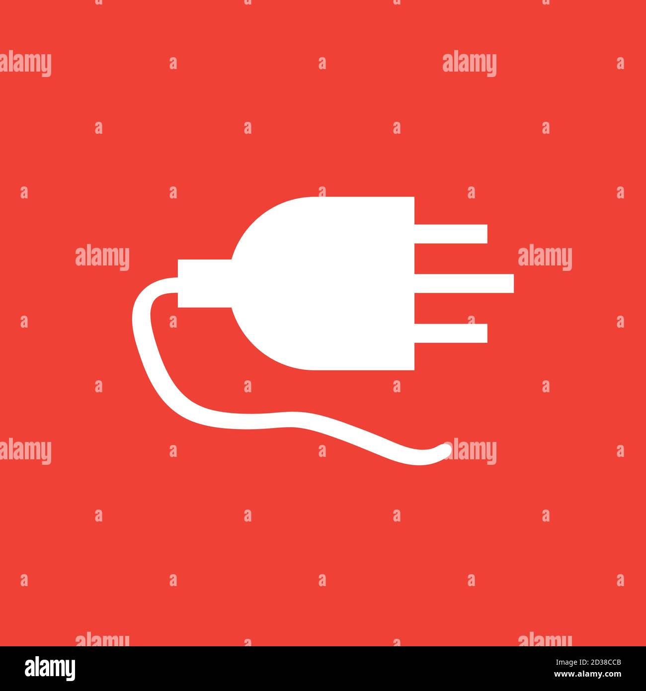 Plug Icon On Red Background. Red Flat Style Vector Illustration Stock ...