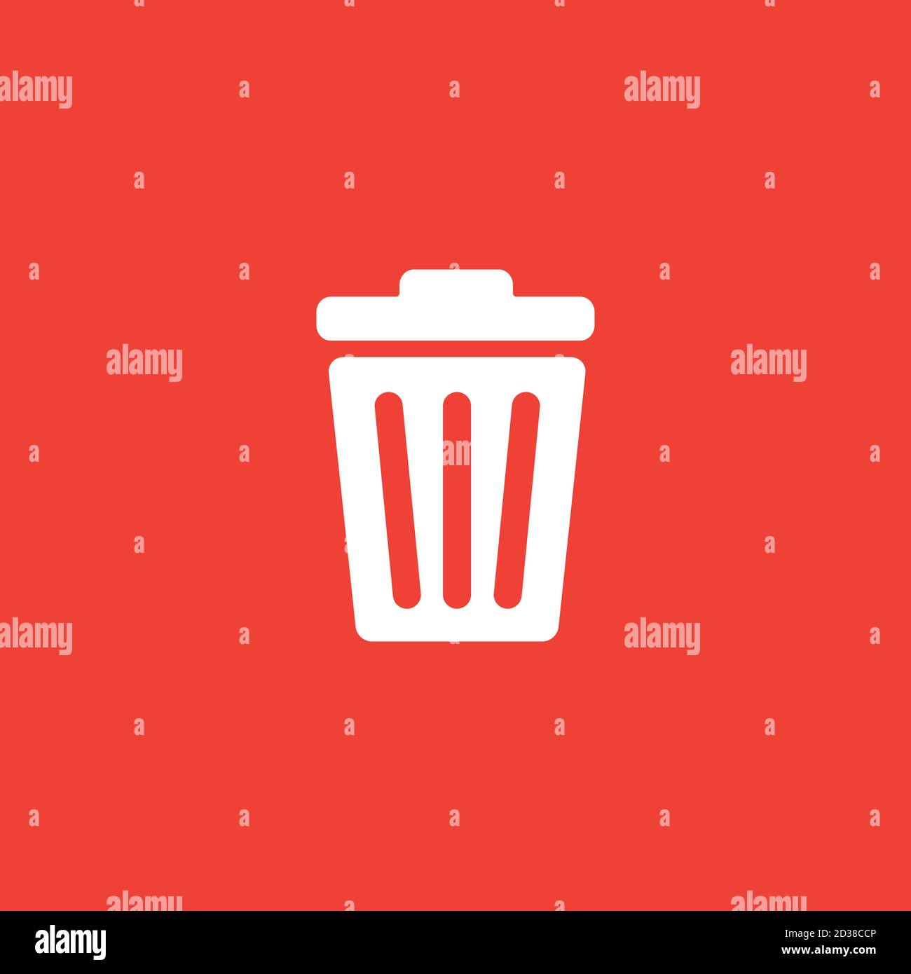 Recycle Bin Icon On Red Background. Red Flat Style Vector Illustration ...