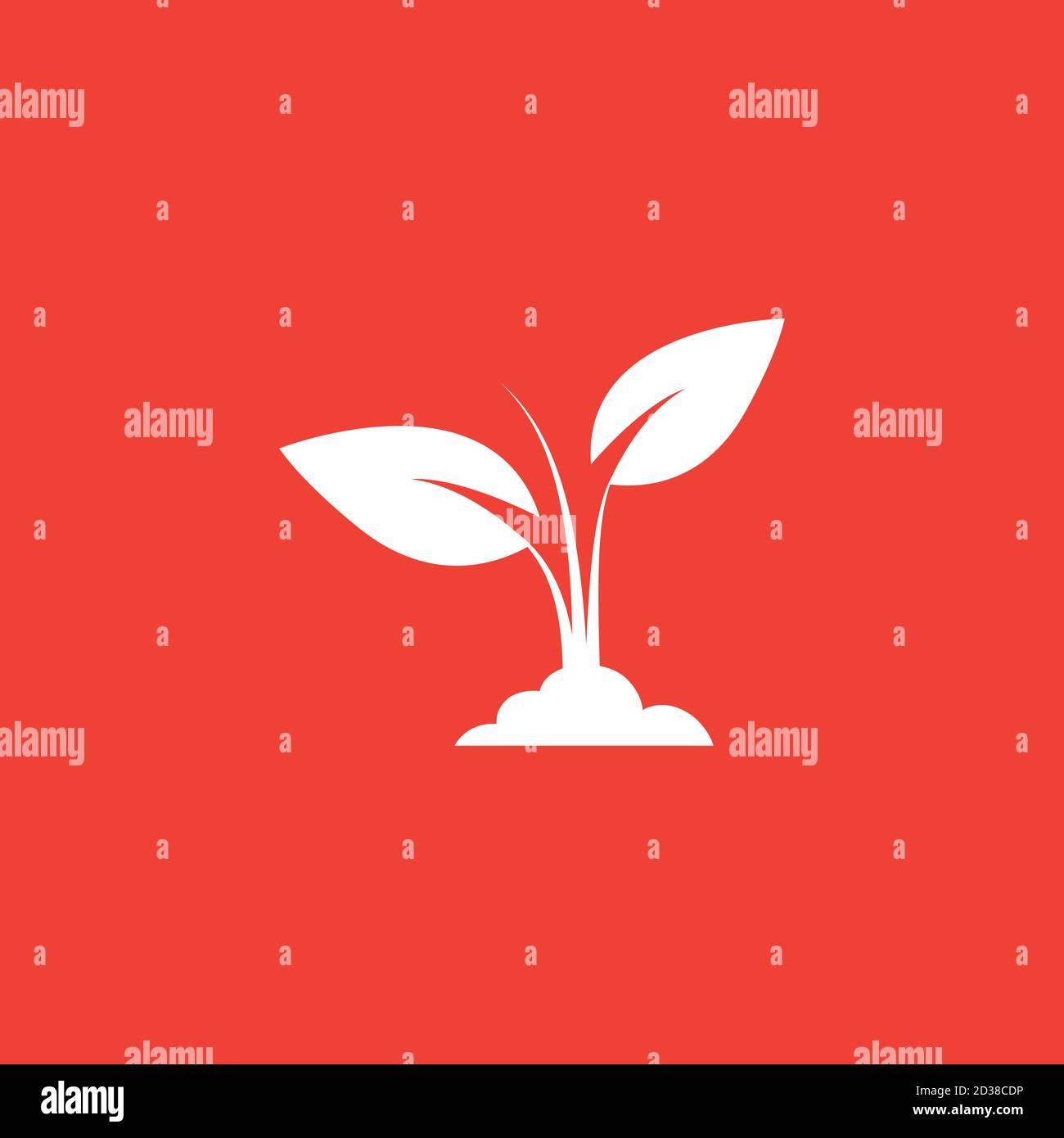 Plant Icon On Red Background. Red Flat Style Vector Illustration Stock ...