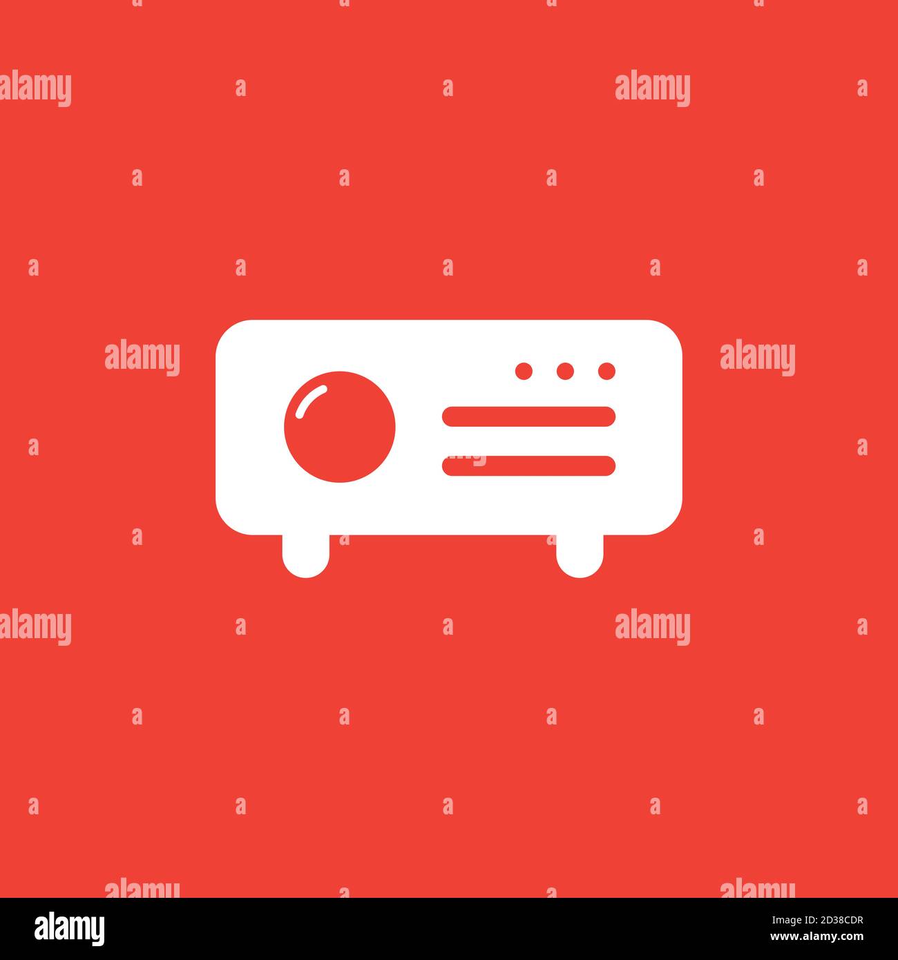 Projector Icon On Red Background. Red Flat Style Vector Illustration ...