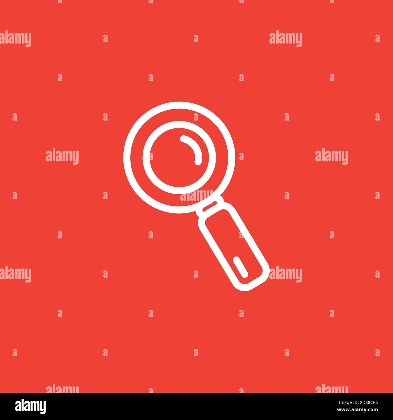Magnifying Glass Line Icon On Red Background. Red Flat Style Vector ...