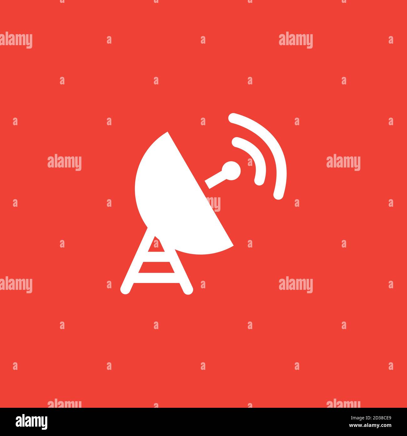 Satellite Dish Icon On Red Background. Red Flat Style Vector ...