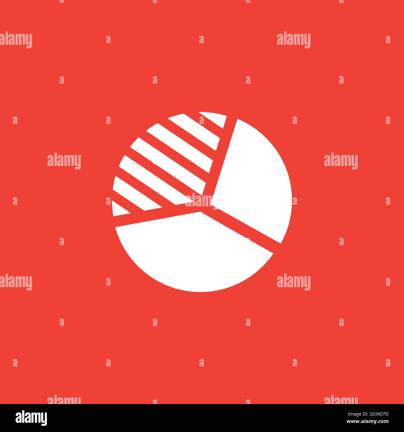 Pie Chart Icon On Red Background. Red Flat Style Vector Illustration ...