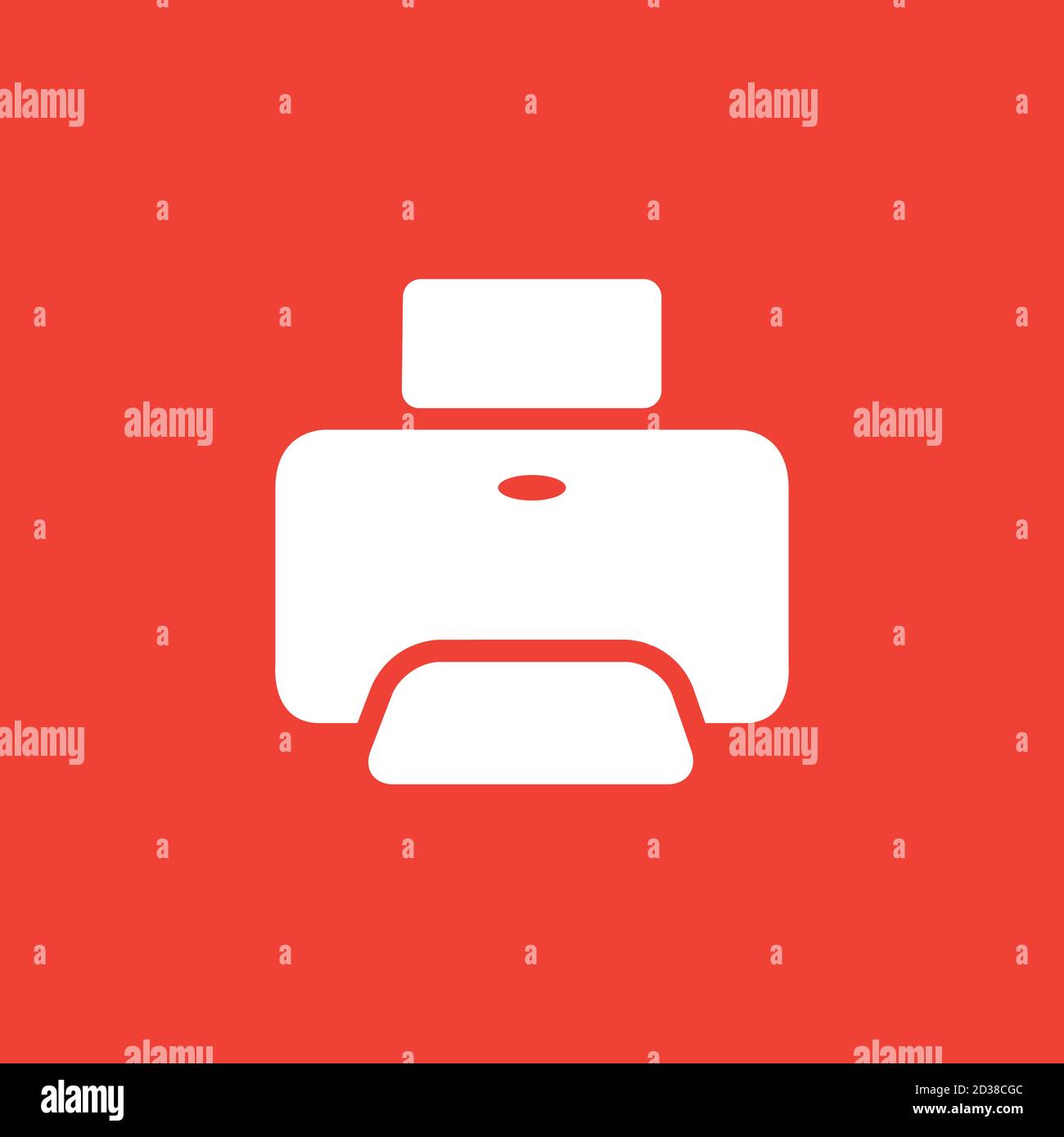 Printer Icon On Red Background. Red Flat Style Vector Illustration ...