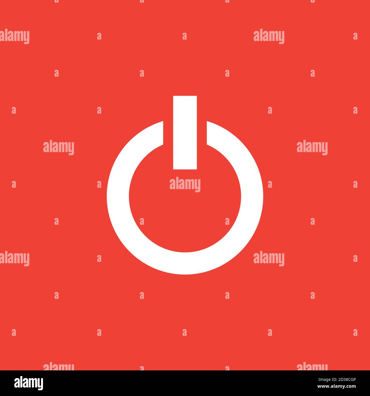 Power Icon On Red Background. Red Flat Style Vector Illustration Stock ...
