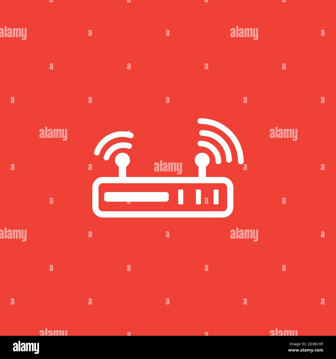 Router Line Icon On Red Background. Red Flat Style Vector Illustration ...