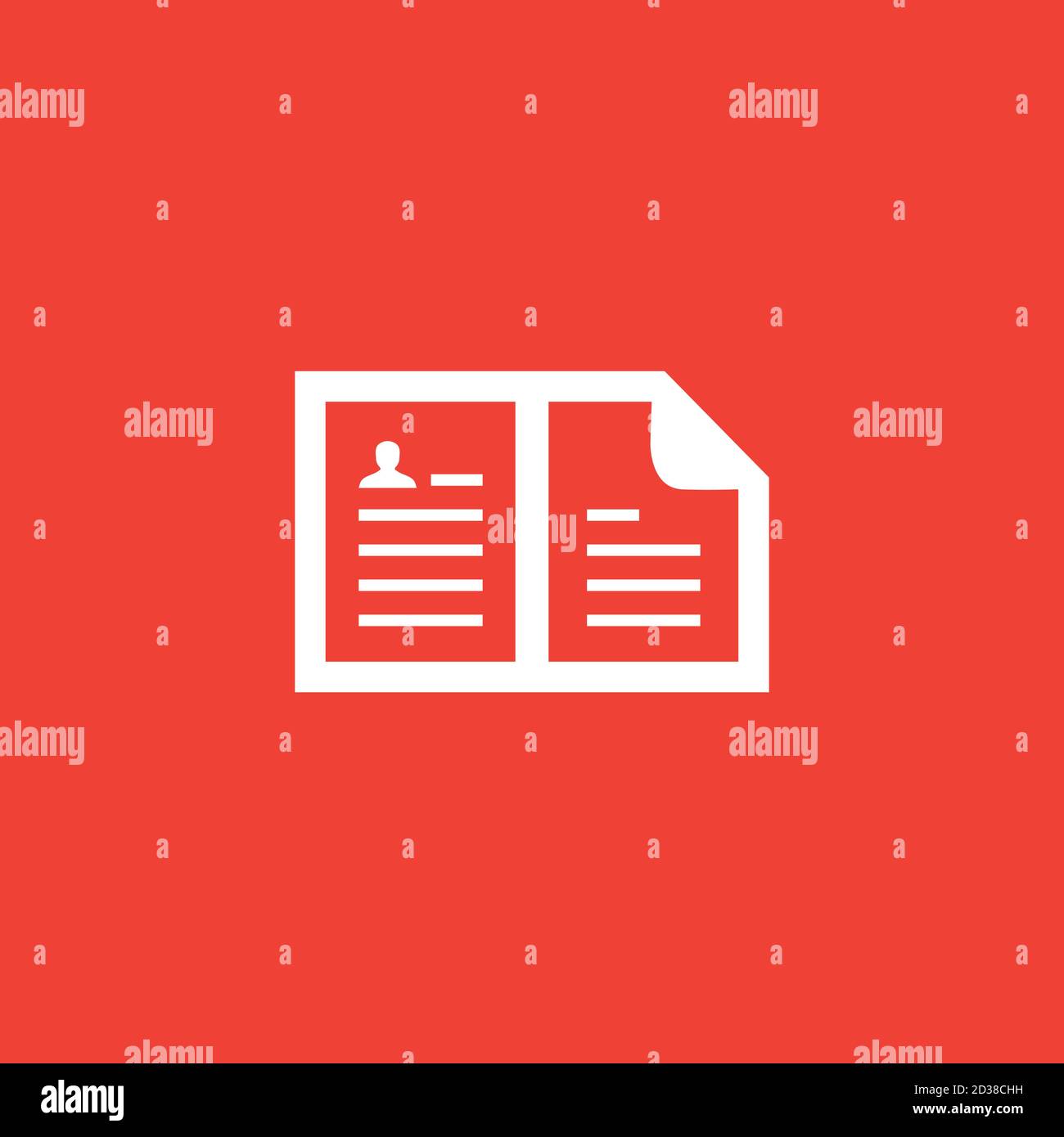 Resume Icon On Red Background. Red Flat Style Vector Illustration Stock ...