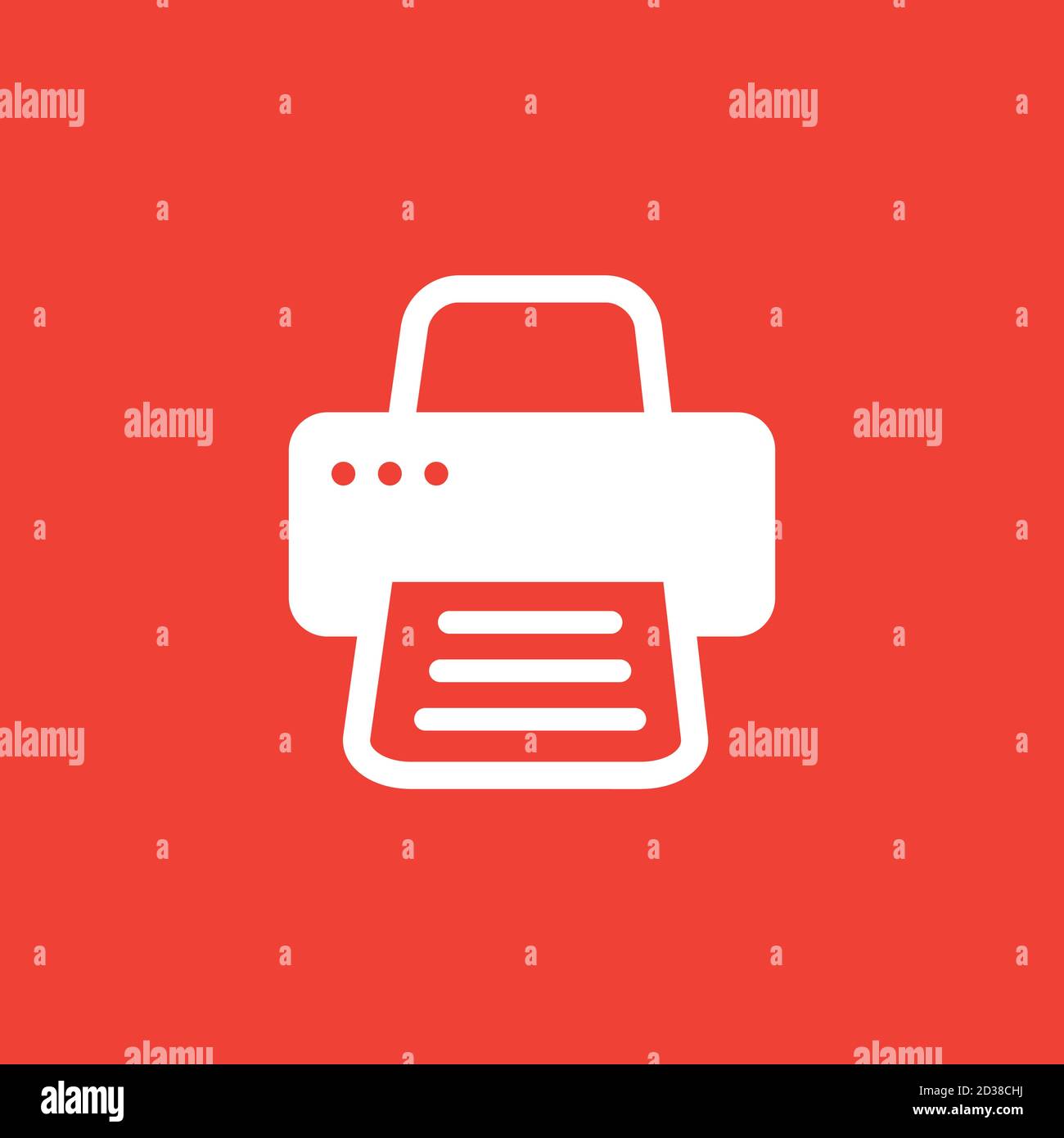 Printer Icon On Red Background. Red Flat Style Vector Illustration ...