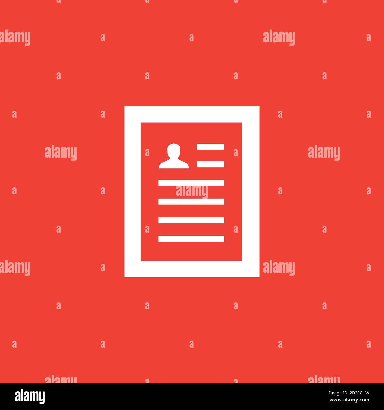 Resume Icon On Red Background. Red Flat Style Vector Illustration Stock ...