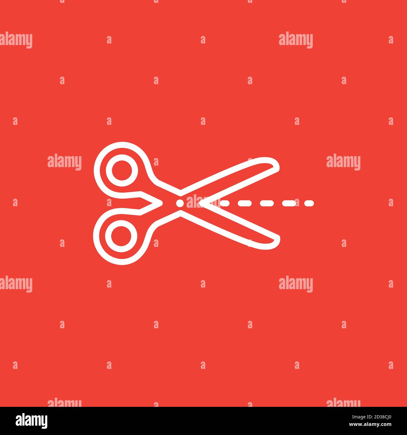 Scissor Line Icon On Red Background. Red Flat Style Vector Illustration ...