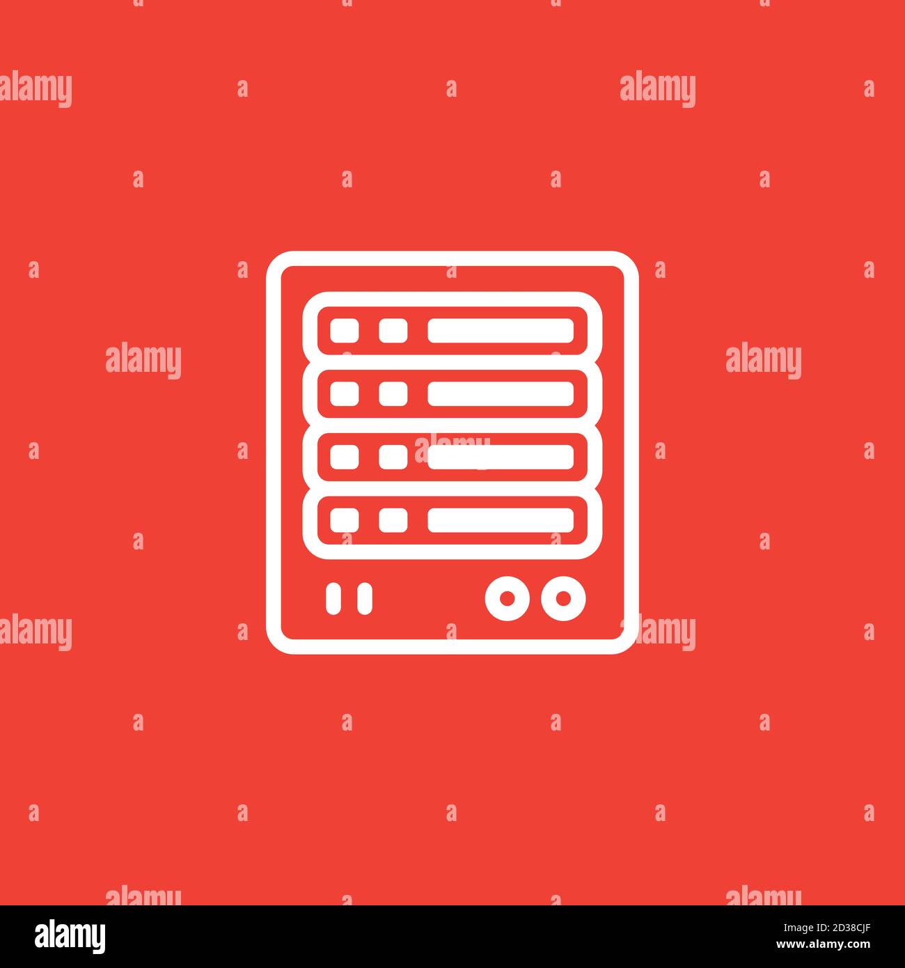 Server Line Icon On Red Background. Red Flat Style Vector Illustration ...