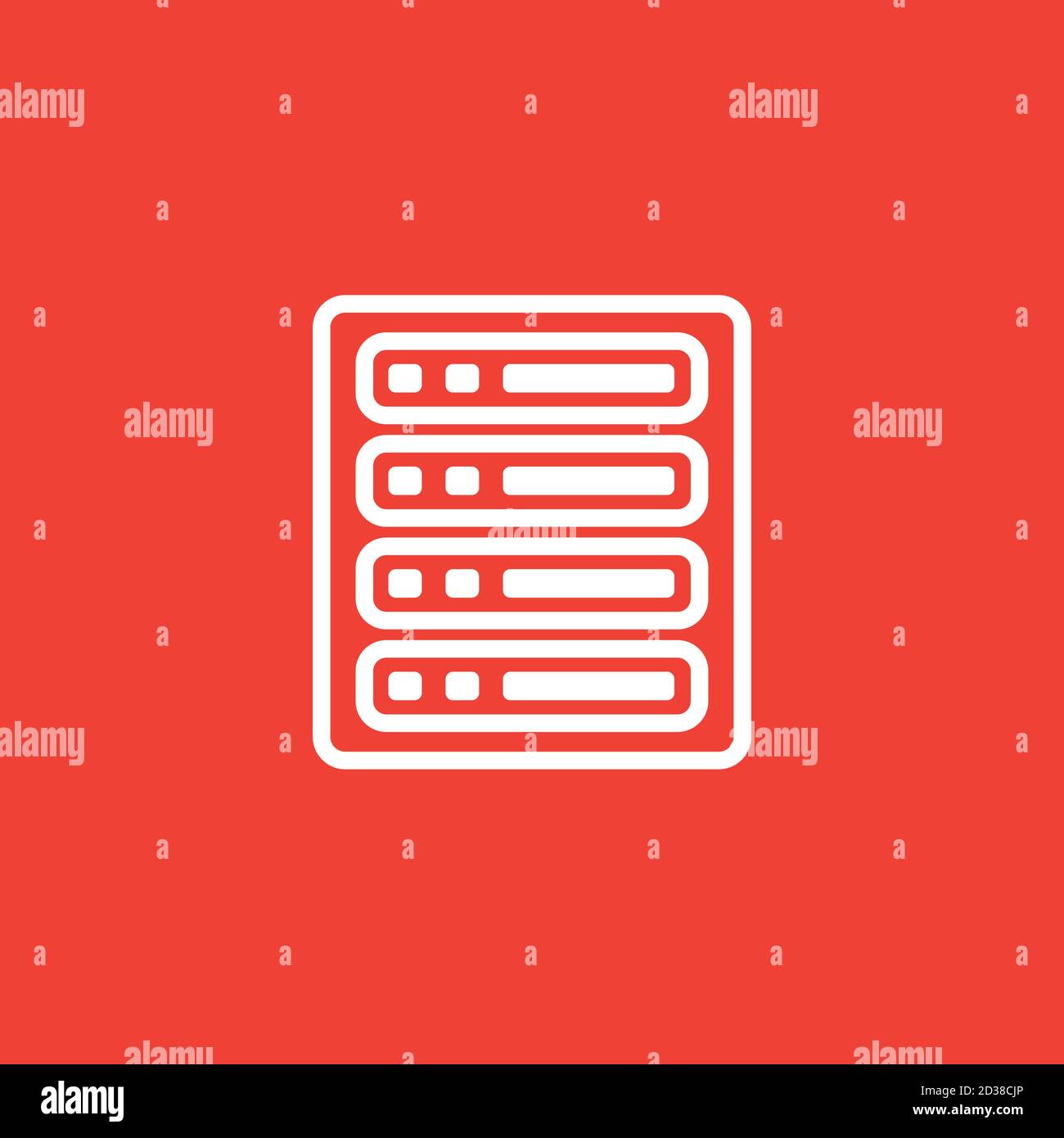 Server Line Icon On Red Background. Red Flat Style Vector Illustration ...