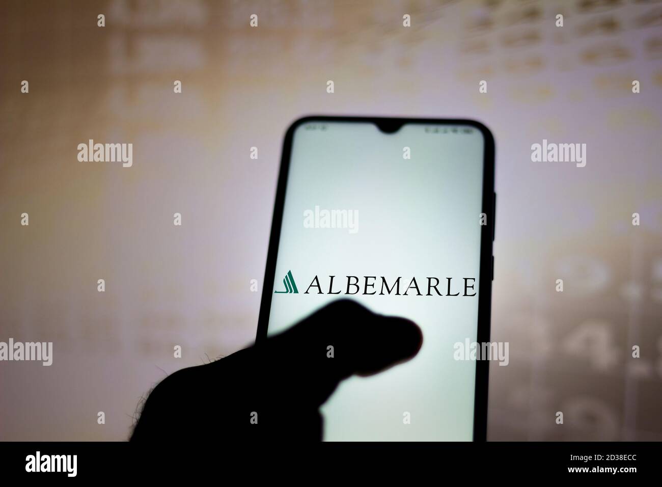 In this photo illustration the Albemarle Corporation logo seen ...