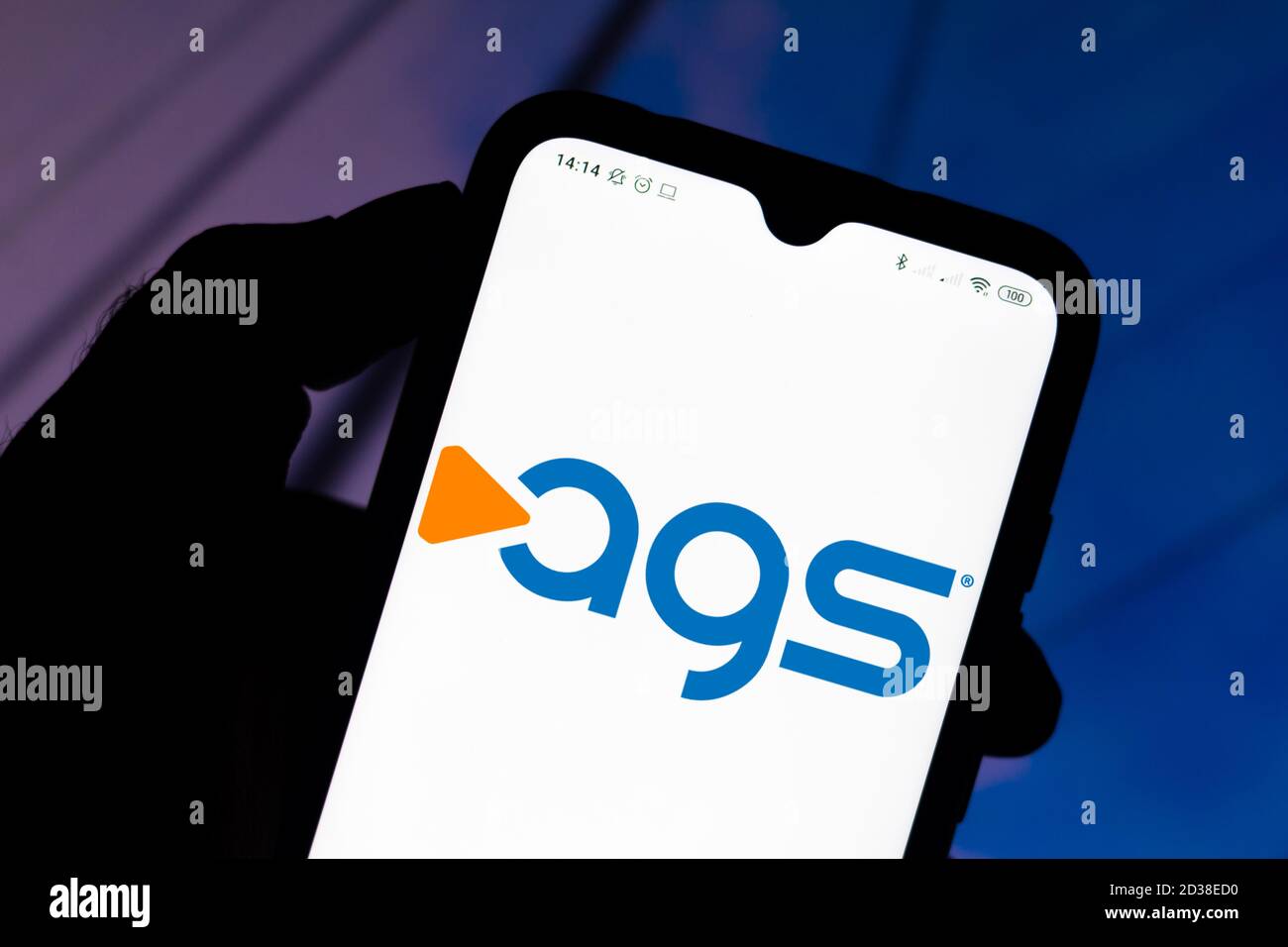 In this photo illustration the PlayAGS logo seen displayed on a ...