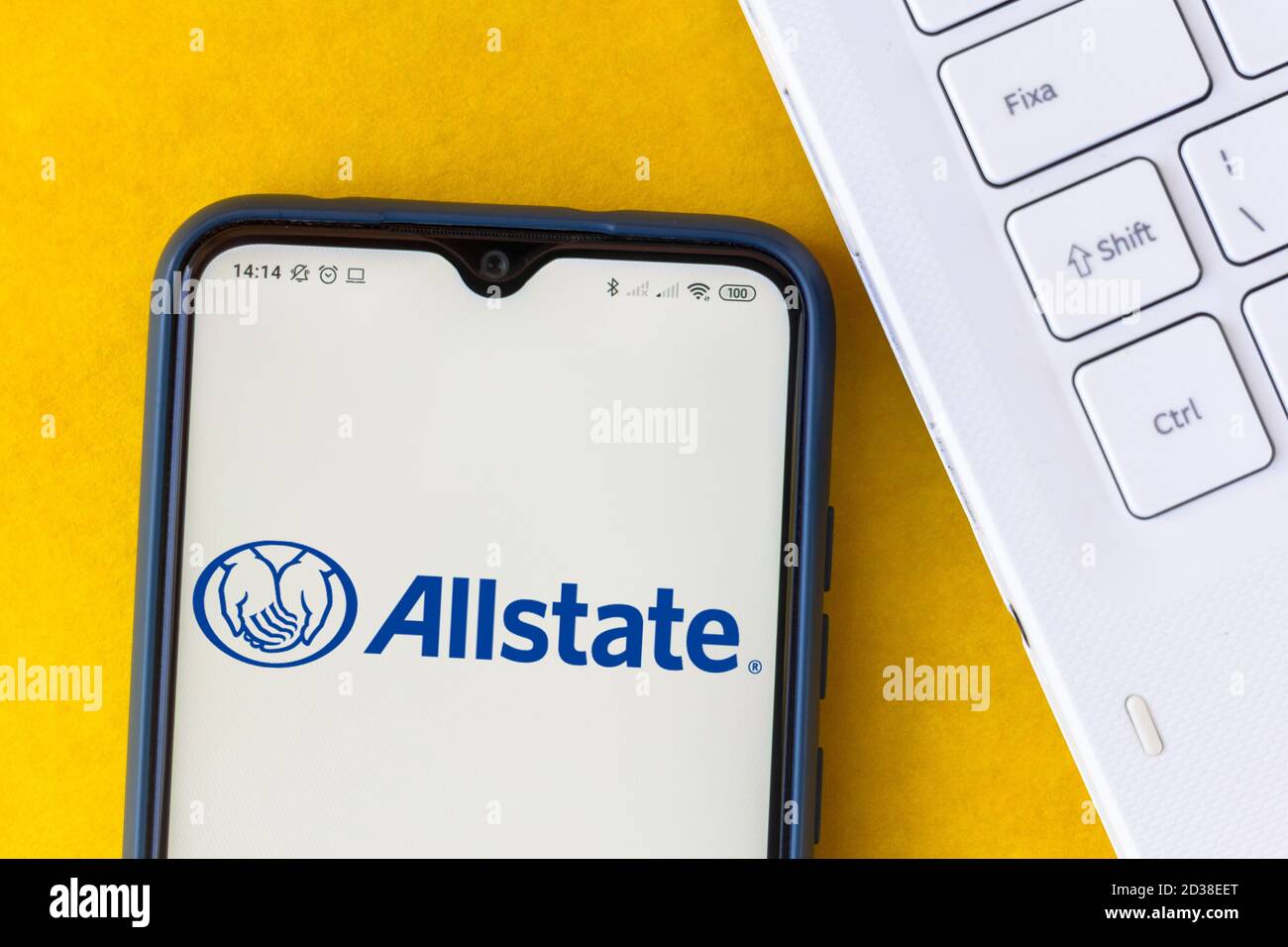 In this photo illustration the Allstate Corporation logo seen displayed ...
