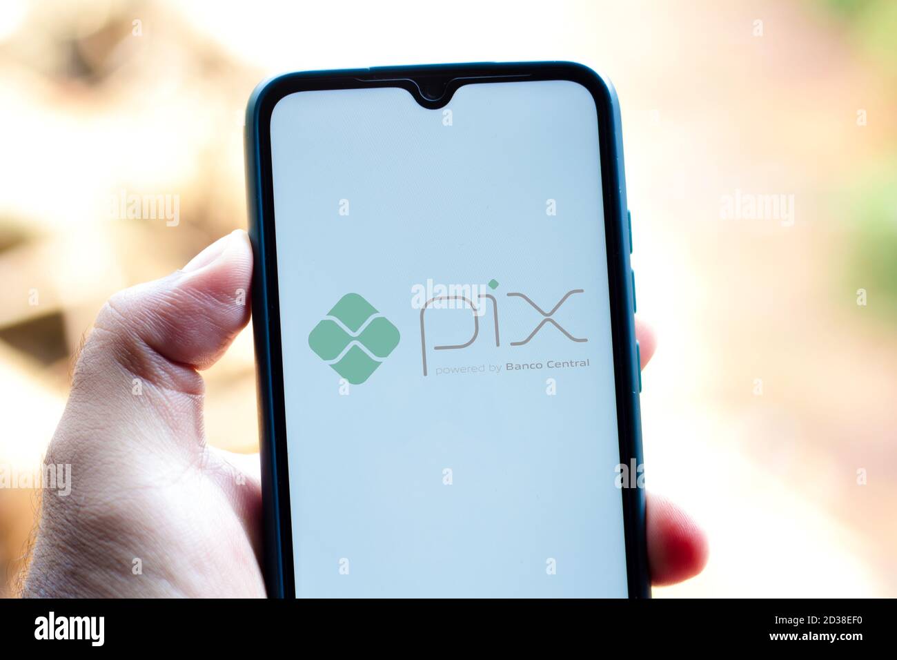 In this photo illustration the Pix powered by Banco Central logo seen ...