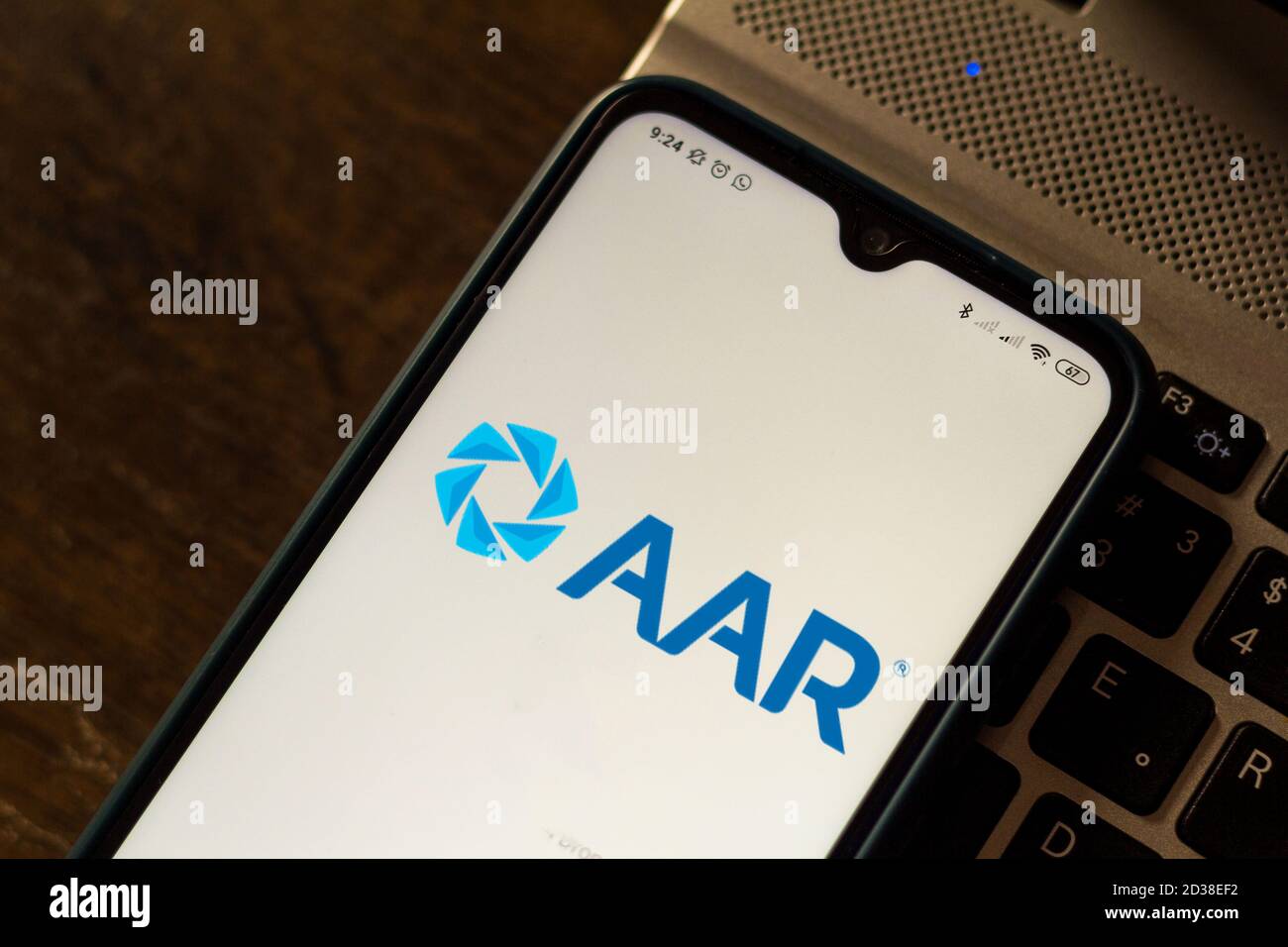 In this photo illustration the AAR Corporation logo seen displayed on a ...