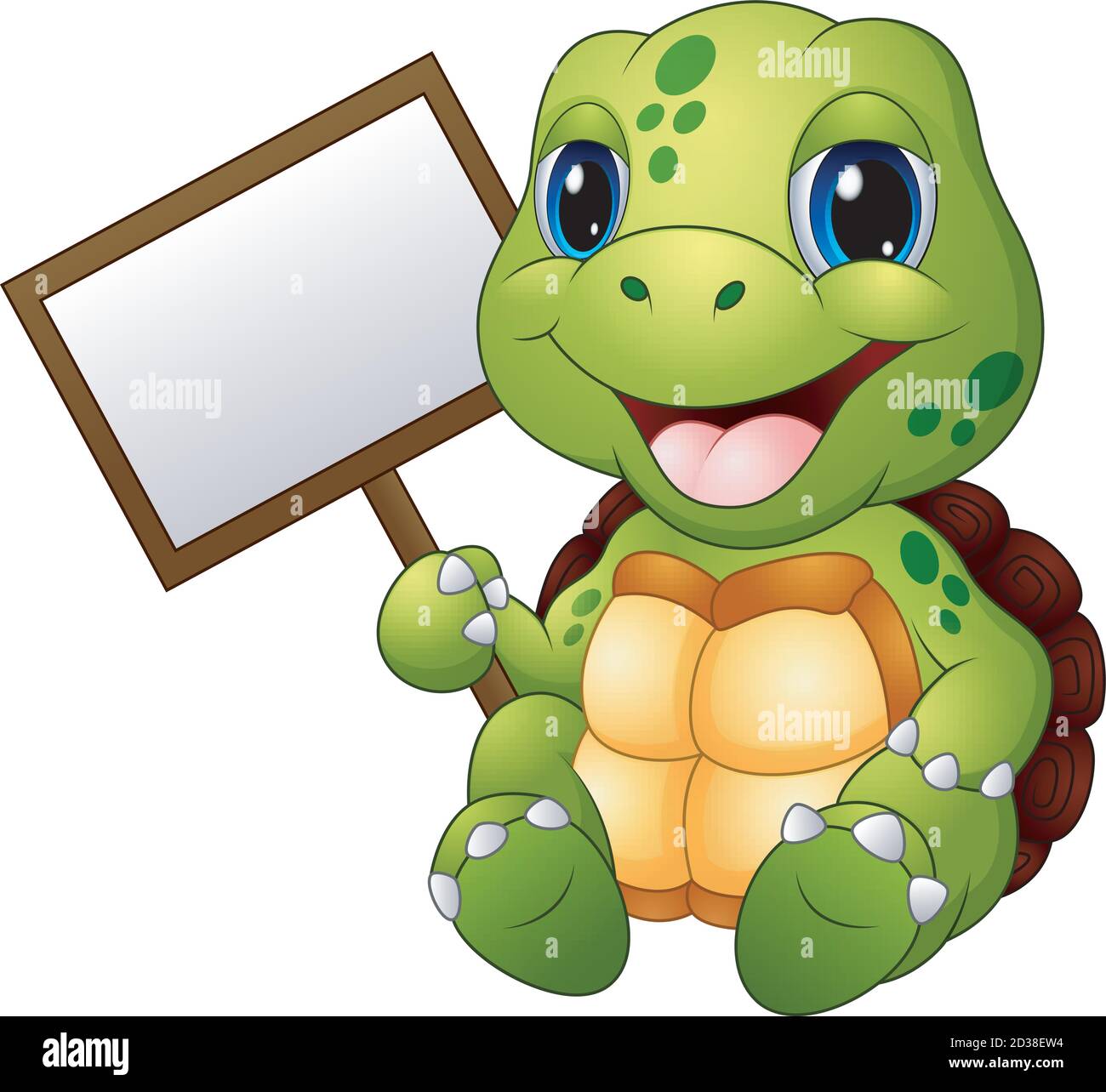 Vector illustration of Cartoon turtle holding blank sign Stock Vector ...