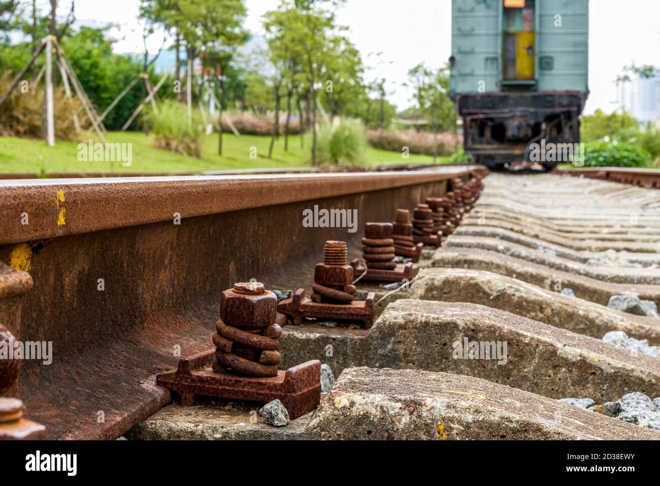 Railroad tracks and locomotives in the wild Stock Photo - Alamy