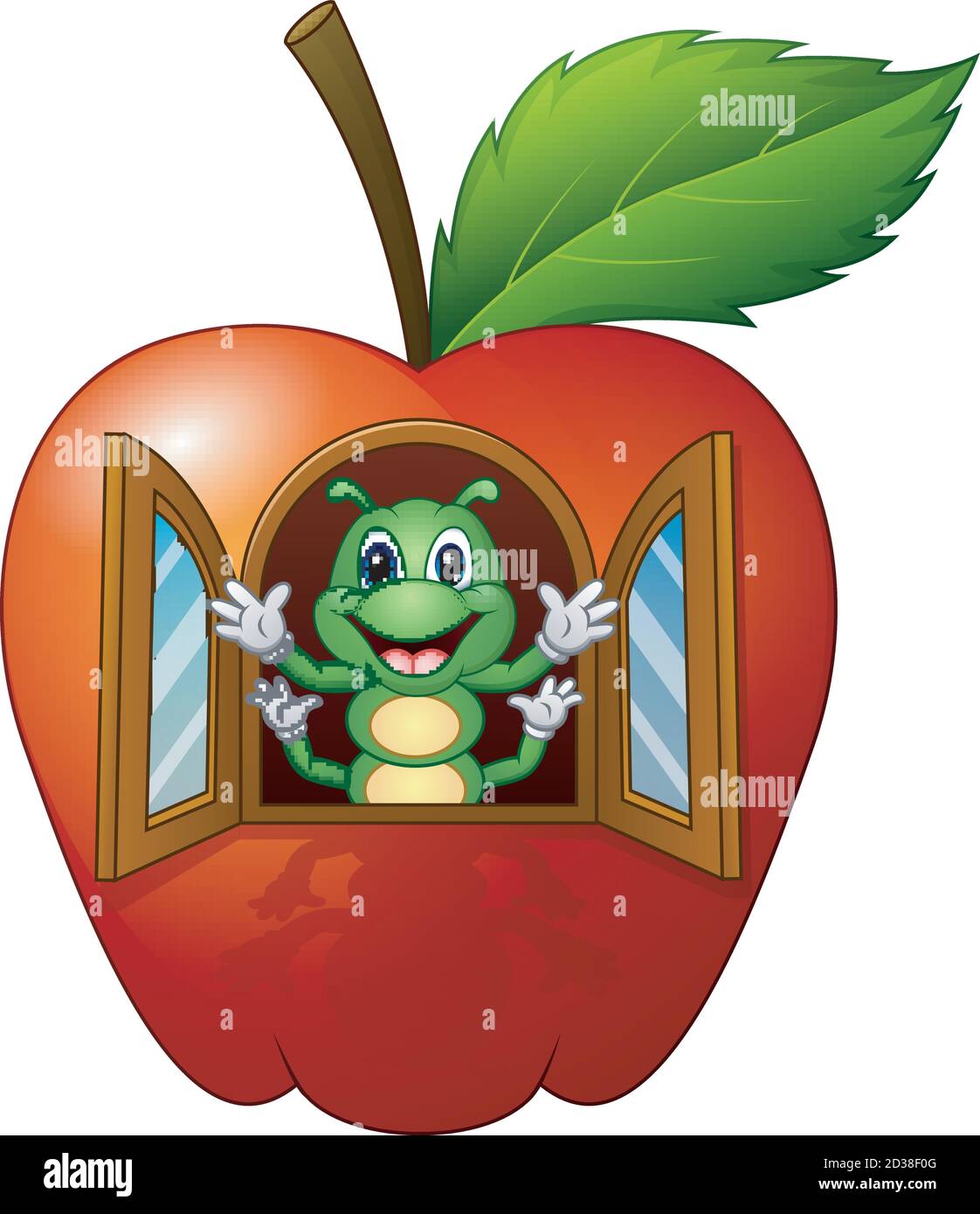Vector illustration of Cartoon caterpillar in the apple house Stock ...