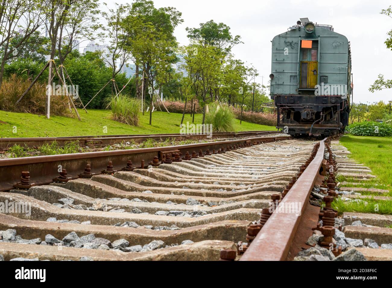 Railroad tracks and locomotives in the wild Stock Photo - Alamy