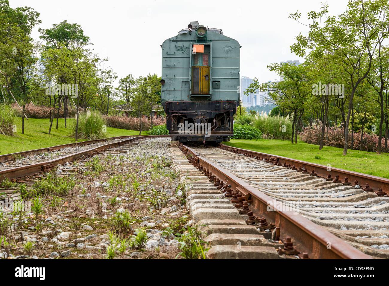 Railroad tracks and locomotives in the wild Stock Photo - Alamy