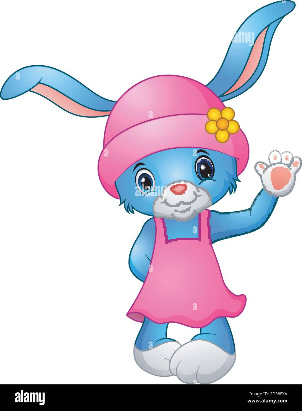 Vector illustration of Cute rabbit cartoon waving hand Stock Vector ...