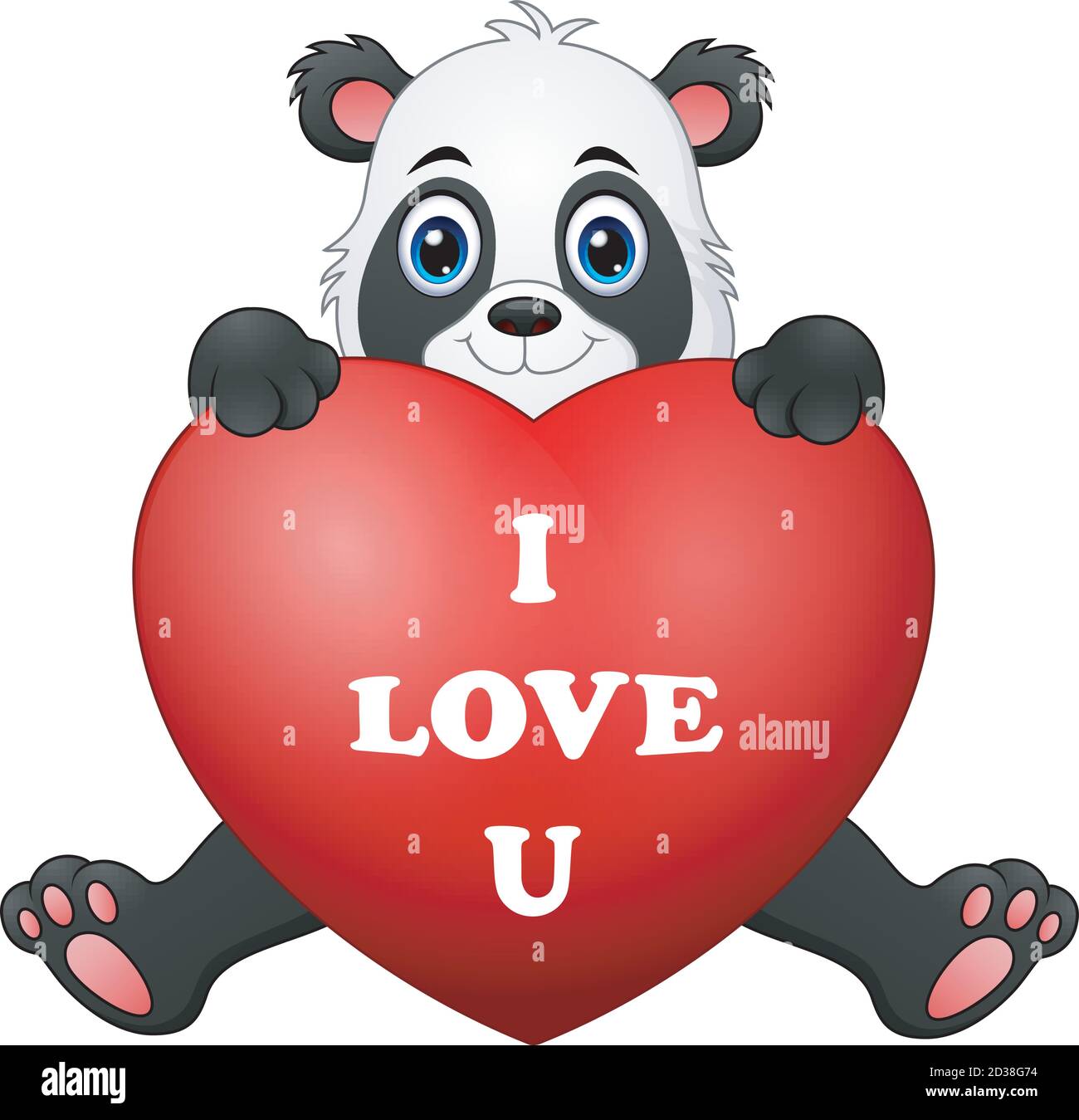 Vector illustration of Cartoon panda holding red heart Stock Vector ...