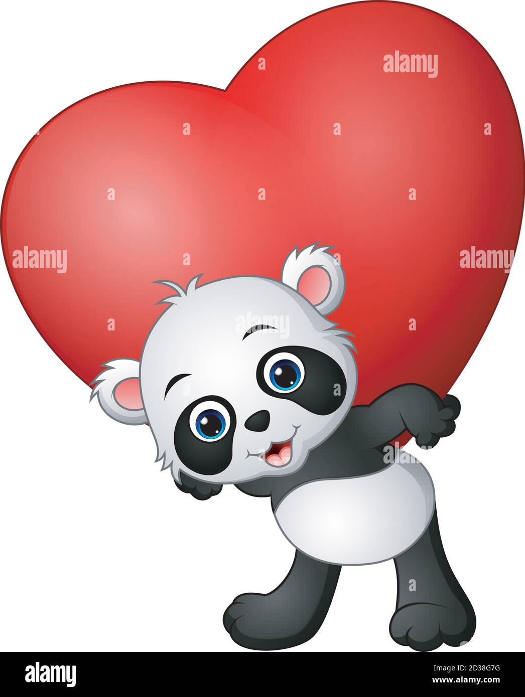Vector illustration of Cartoon panda hold red heart Stock Vector Image ...