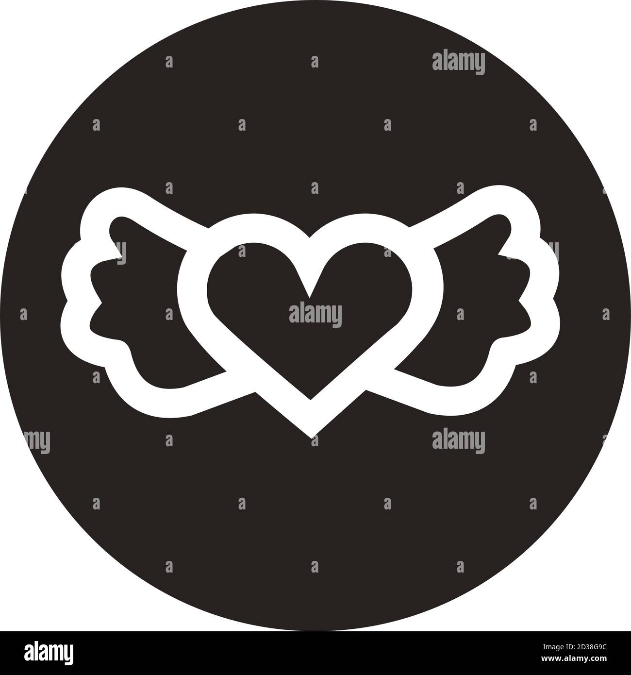 heart love with wings block style icon vector illustration design Stock ...