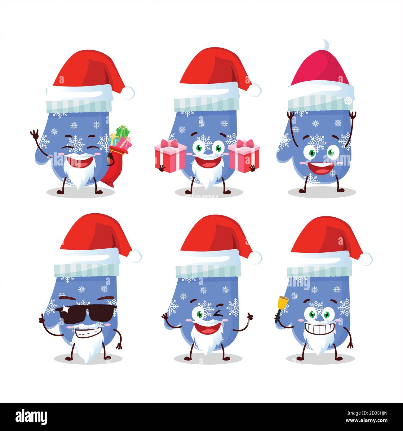 Santa Claus emoticons with blue gloves cartoon character Stock Vector ...