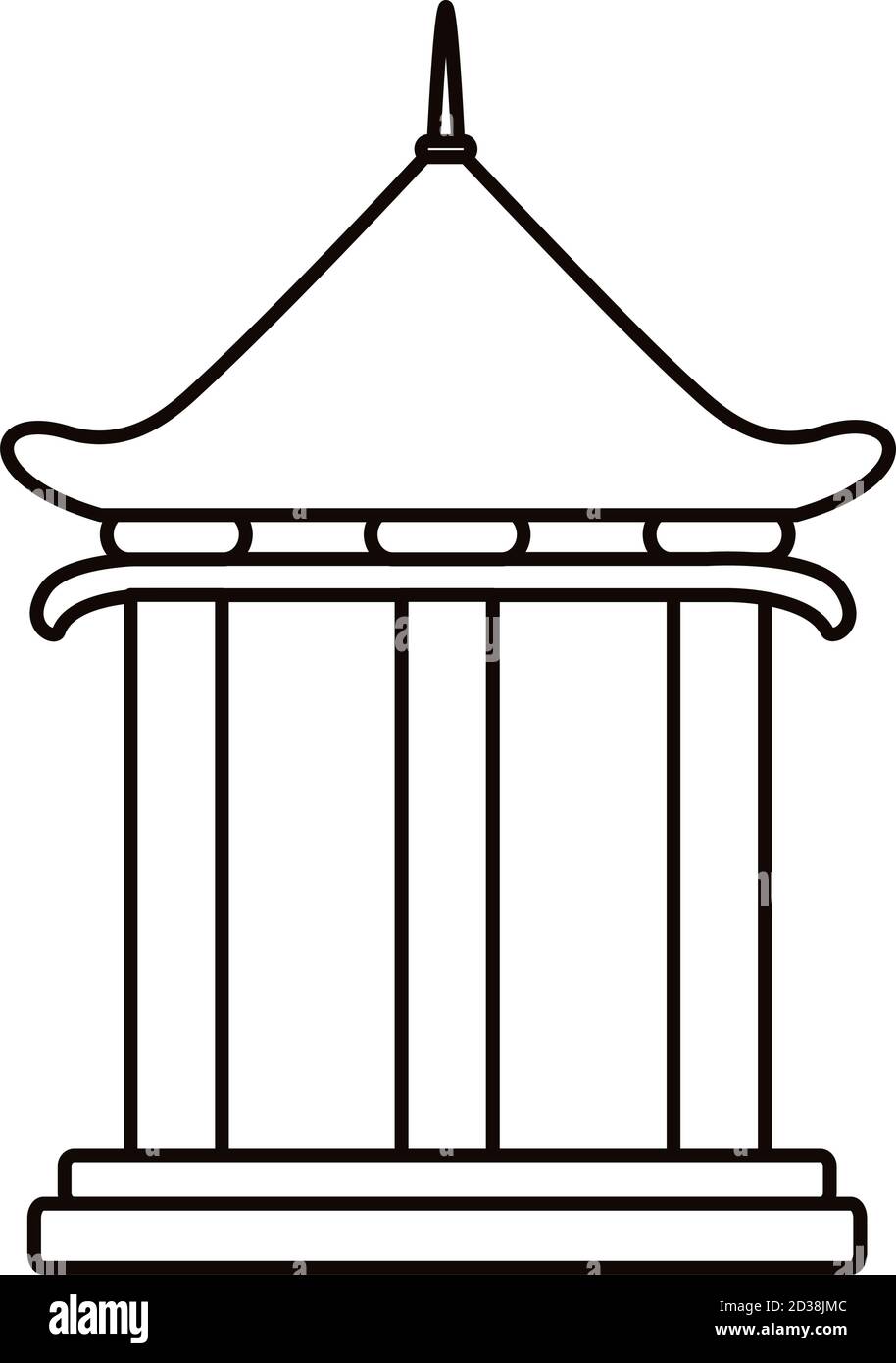 chinese tower columns structure line style icon vector illustration ...