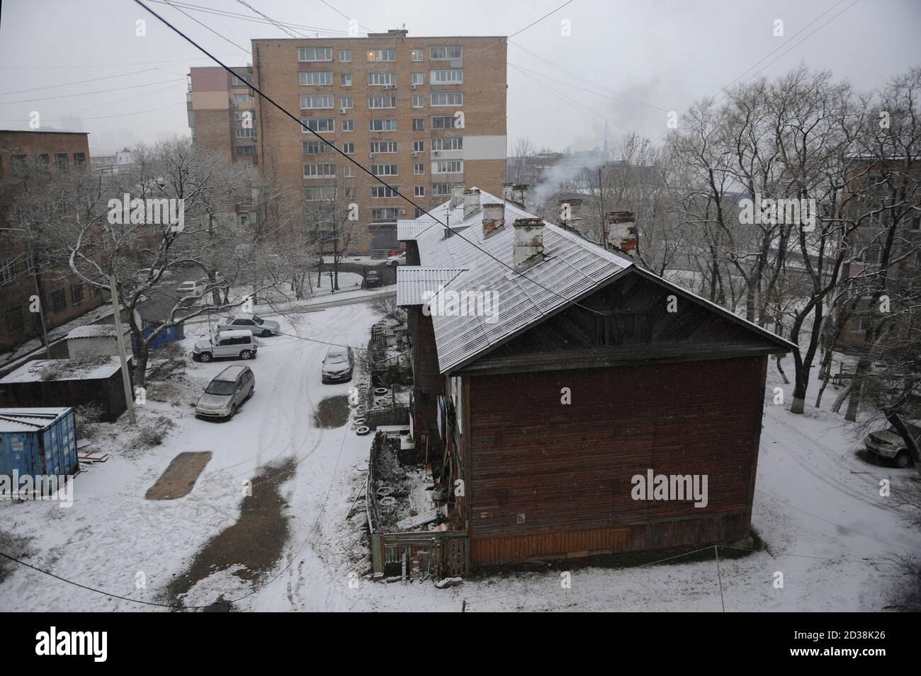 View from a window in Vladivostok, Russia, showing a typical russian ...