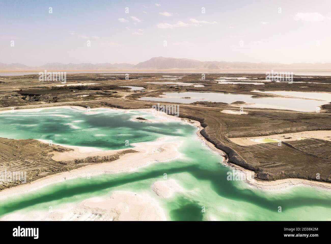 Aerial of salt lakes, natural landscape. Photo in Qinghai, China Stock ...
