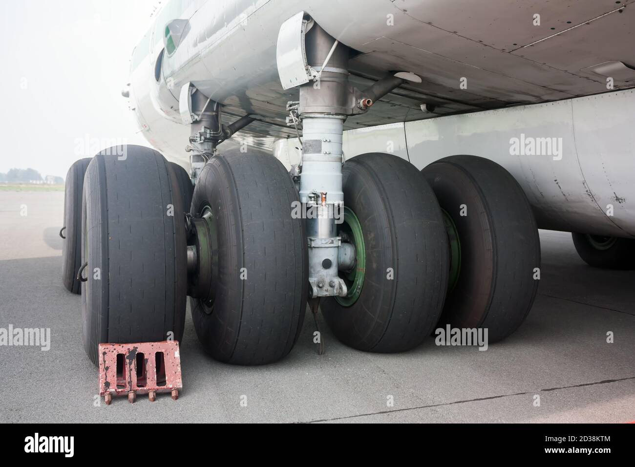 Main landing gear of big wide-body aircraft Stock Photo - Alamy