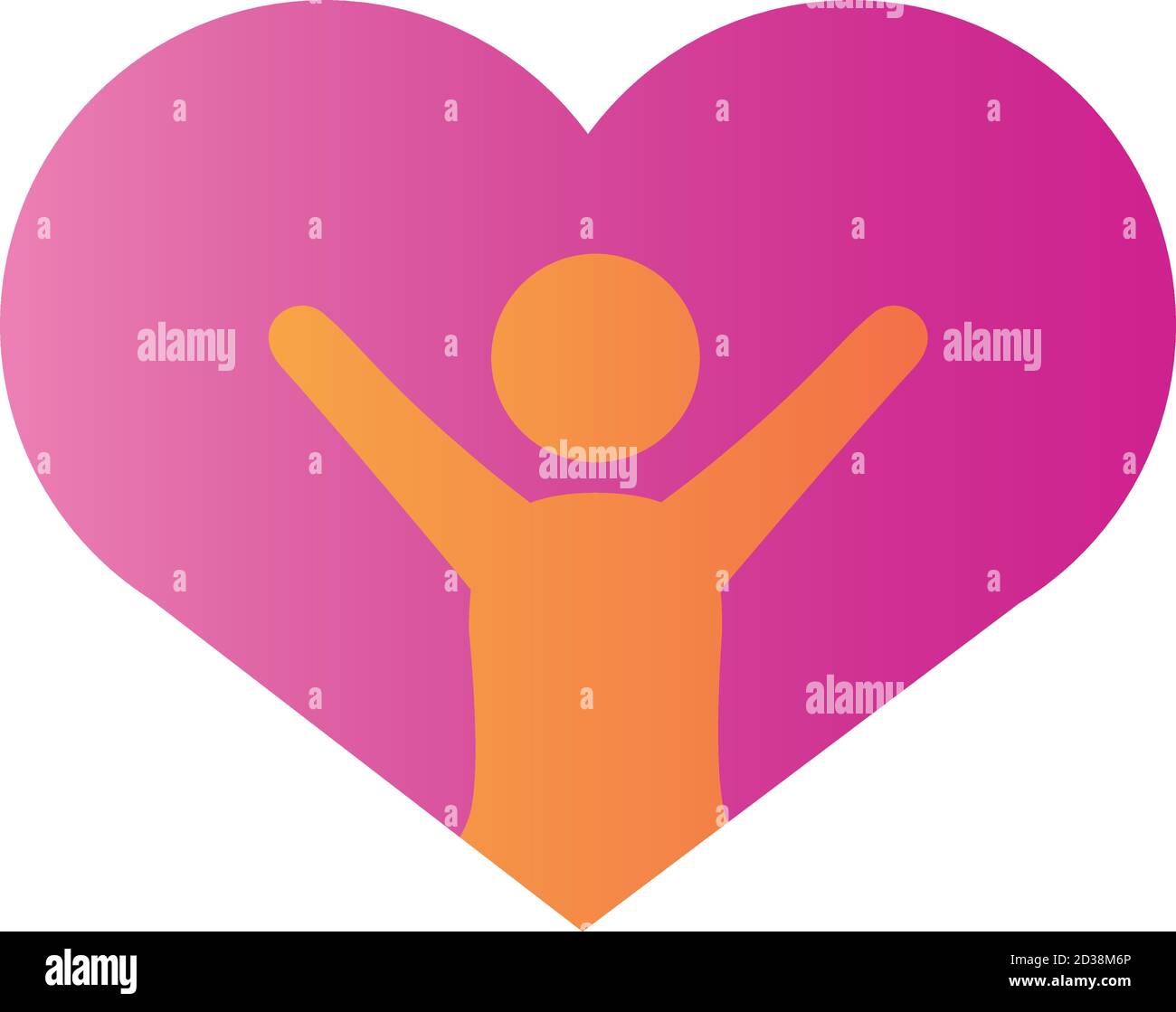 man avatar figure with hands up in heart degradient style icon vector ...